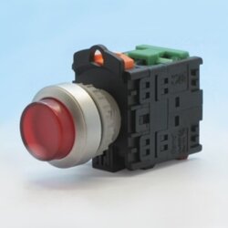 ปุ่มกดมีแลมป์ LED สีเขียว Push Button Switch 1NO/NC รู 22 mm ไฟ 24V AC/DC : Inspired by LnwShop.com